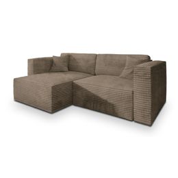 ECKSOFA NERIO Beige Kordstoff mit Schlaffunktion