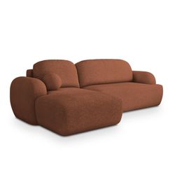 ECKSOFA MODENZA N L-S Orange Boucle-Stoff mit Schlaffunktion