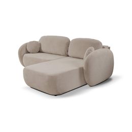 ECKSOFA AMICO R-S Beige Geflochtener Stoff mit Schlaffunktion