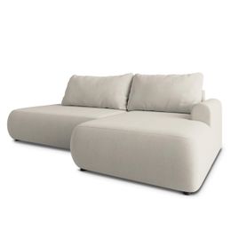 ECKSOFA NUVIRA CL R-S Creme Samtstoff mit Schlaffunktion