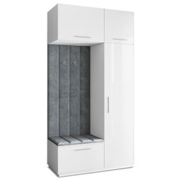 GARDEROBENSCHRANK REMA 120/240/60 cm Modern Garderobe-Set Wei&szlig;