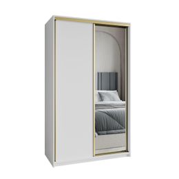 SCHWEBET&Uuml;RENSCHRANK TAVI 120/205/60 cm 2-t&uuml;rig mit Spiegel Wei&szlig;