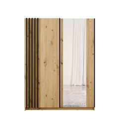 SCHWEBET&Uuml;RENSCHRANK RANOR 150,6/198,5/62cm 2-t&uuml;rig mit Spiegel Eiche Artisan