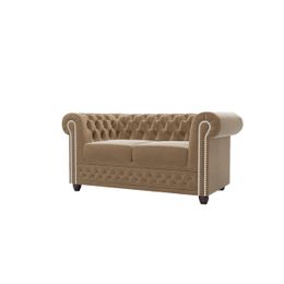 CHESTERFIELD-SOFA 2-Sitzer Nyx Beige Samt