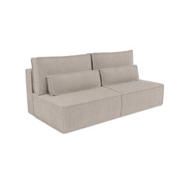 BETTSOFA LINO Grau Kordstoff mit Schlaffunktion