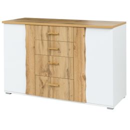 KOMMODE OSVIN 130/82/45cm mit 4 Schubladen 2 T&uuml;ren Eiche Wotan