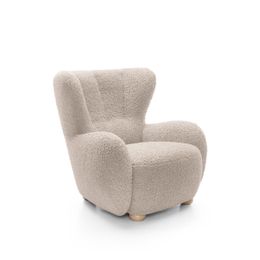 SESSEL MIST, Polstersessel Klassisch Loungesessel, Bucle-Stoff Beige