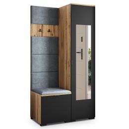 GARDEROBENSCHRANK VIRA 95/181/51 cm Modern Garderobe-Set Eiche Wotan