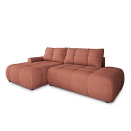 ECKSOFA FLUMA CL L-S Koralle Samtstoff mit Schlaffunktion