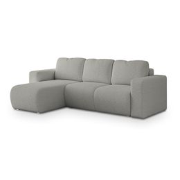 ECKSOFA RINOVA Hellgrau Boucle-Stoff mit Schlaffunktion