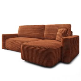 ECKSOFA NERI T Braun Kordstoff mit Schlaffunktion