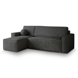 ECKSOFA RAVELO M Schwarz Velours-Stoff mit Schlaffunktion