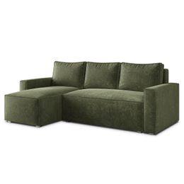 ECKSOFA POTARO LM Gr&uuml;n Chenille mit Schlaffunktion