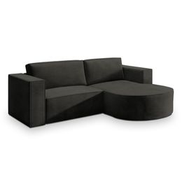 ECKSOFA SORELA M R-S Schwarz Velours-Stoff mit Schlaffunktion