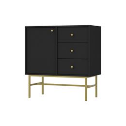 KOMMODE TORINO 84/86/41 cm mit 3 Schubladen 1 T&uuml;ren Graphitfarben