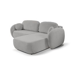 ECKSOFA AMICO R-S Hellgrau Geflochtener Stoff mit Schlaffunktion