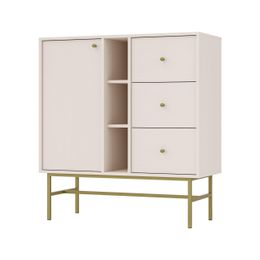 KOMMODE TORINO 100/108/41 cm mit 3 Schubladen 1 T&uuml;ren Beige