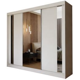 SCHWEBET&Uuml;RENSCHRANK GRAZIA 240/216/61 cm 3-t&uuml;rig mit Spiegel Wei&szlig;