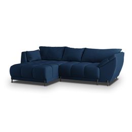ECKSOFA VESTANO L-S Blau Velours-Stoff mit Schlaffunktion