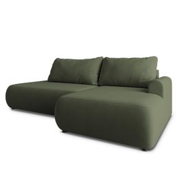 ECKSOFA NUVIRA CL R-S Olivgr&uuml;n Samtstoff mit Schlaffunktion