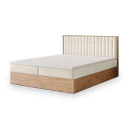 BOXBETT VARELI 180x200 cm mit Matratze und Topper - Creme