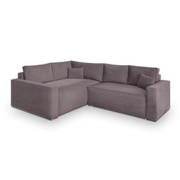 ECKSOFA ERONIS L-S Lila Velours-Stoff mit Schlaffunktion