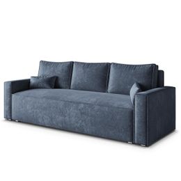BETTSOFA MENI LM Blau Chenille-Stoff mit Schlaffunktion