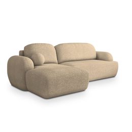 ECKSOFA MODENZA N L-S Creme Boucle-Stoff mit Schlaffunktion