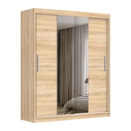 SCHWEBET&Uuml;RENSCHRANK VIVA 200/215,5/59cm 2-t&uuml;rig mit Spiegel Sonoma Eiche