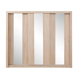 SCHWEBET&Uuml;RENSCHRANK MIRA 250/215/60cm 3-t&uuml;rig mit Spiegel Sonoma Eiche