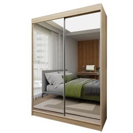 SCHWEBET&Uuml;RENSCHRANK BELLINA 150/216/61 cm 2-t&uuml;rig mit Spiegel Sonoma Eiche