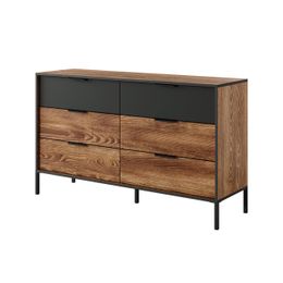 SIDEBOARD MILANO 137/81/40 cm mit 6 Schubladen Braun