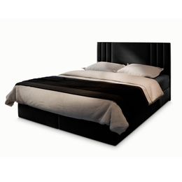 BOXBETT BRES 160x200 cm mit Matratze und Topper - Schwarz