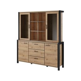 SIDEBOARD ATTIVO 180x40,6x200 cm mit 3 Schubladen und 4 T&uuml;ren Eichefarben
