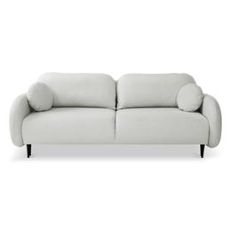 BETTSOFA AGIO Beige Pl&uuml;sch-Stoff mit Schlaffunktion