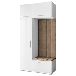 GARDEROBENSCHRANK REMA 120/240/60 cm Modern Garderobe-Set Wei&szlig;