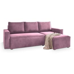 ECKSOFA SILES Lila Velours-Stoff mit Schlaffunktion