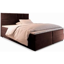 BOXBETT LENA 180x200 cm mit Matratze und Topper - Braun