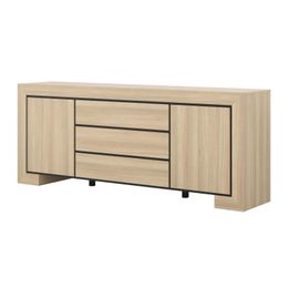 SIDEBOARD LUNO 225x48x90 cm mit 3 Schubladen und 2 T&uuml;ren Eichefarben