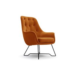 SESSEL SEDUTA, Modern Polstersessel Loungesessel, Velours-Stoff Orange