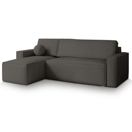 ECKSOFA RAVELO P Graphitfarben Kordstoff mit Schlaffunktion