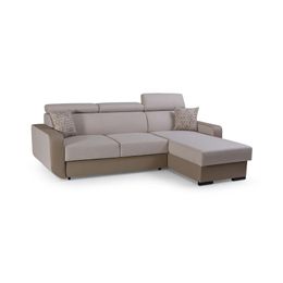 ECKSOFA PALAZZO Beige Geflochtener Stoff mit Schlaffunktion