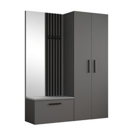 GARDEROBENSCHRANK MODULO 160,6/204/40 cm Modern Garderobe-Set Grau