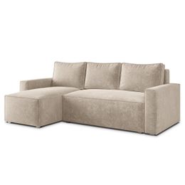 ECKSOFA POTARO LM Creme Chenille mit Schlaffunktion