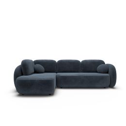 ECKSOFA AMICO II L-S Blau Geflochtener Stoff mit Schlaffunktion