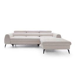 ECKSOFA NOTE Creme Chenille mit Schlaffunktion