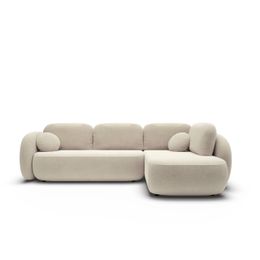 ECKSOFA AMICO II R-S Beige Geflochtener Stoff mit Schlaffunktion