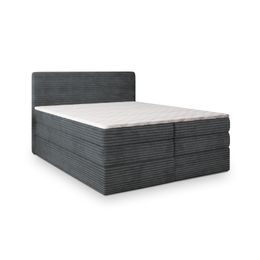 BOXSPRINGBETT LUNERA 160x200 cm mit Matratze und Topper - Graphitfarben