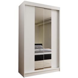 SCHWEBET&Uuml;RENSCHRANK LUCENZA 120/216/61 cm 2-t&uuml;rig mit Spiegel Wei&szlig;