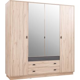 DREHT&Uuml;RENSCHRANK PUNTO 200/210/56cm 4-t&uuml;rig mit Spiegel Eichefarben